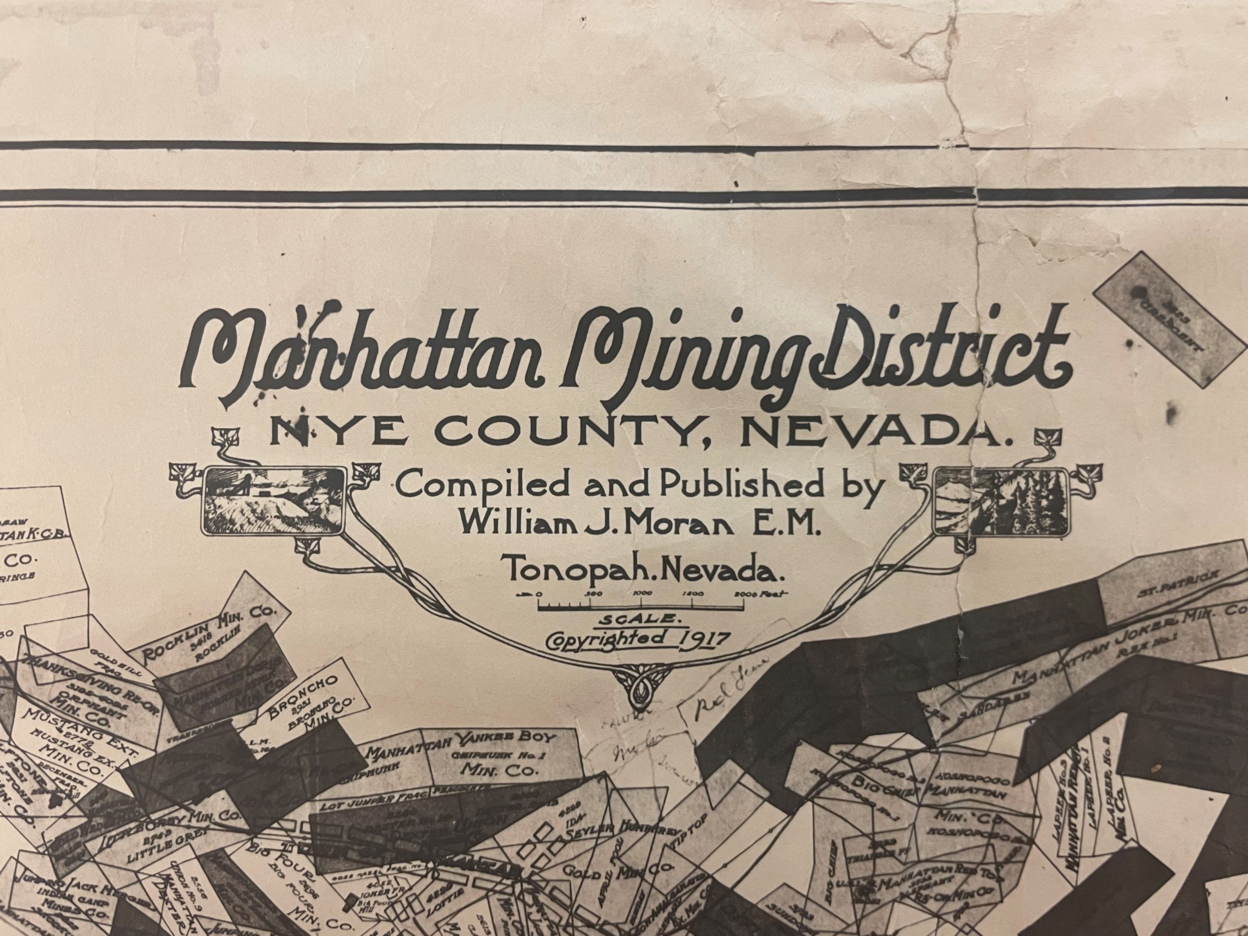 1917 Map of Manhattan Mining District | Nevada State Museum | Las Vegas